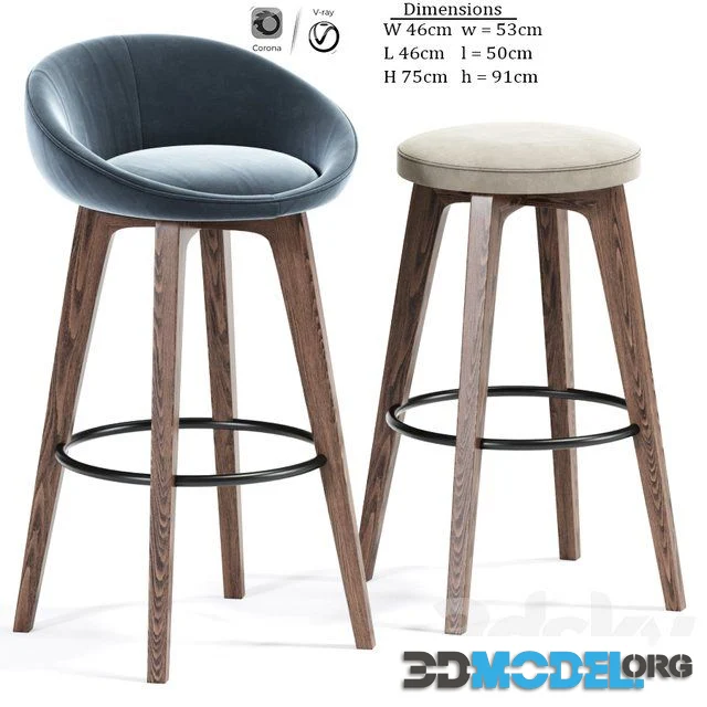 3D Model – Bloom Wa Bar Stool Set
