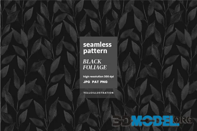 2D Graphics – Black Foliage Pattern