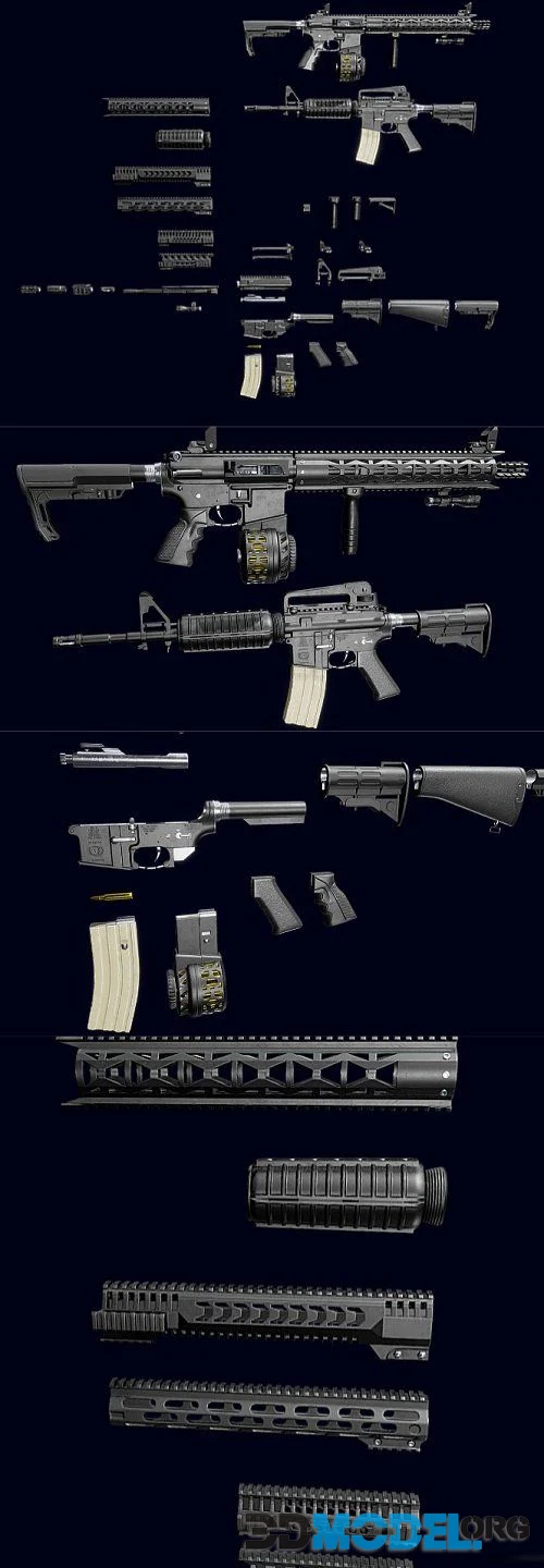 3D Model – Modular AR15 (PBR)
