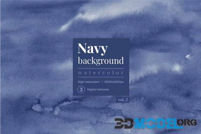 2D Graphics – Navy Watercolor Backgrounds Vol 2