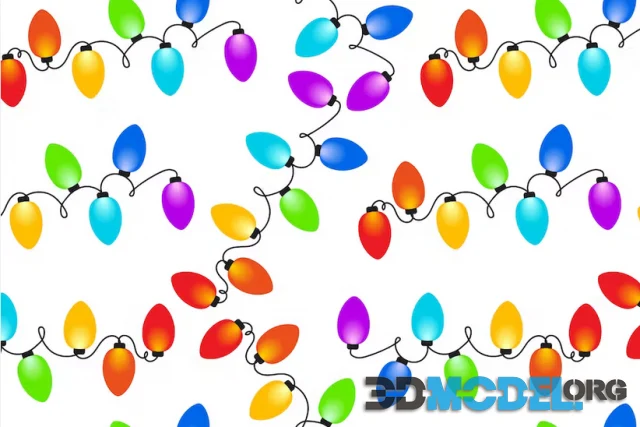 2D Graphics – Seamless pattern with colorful garland