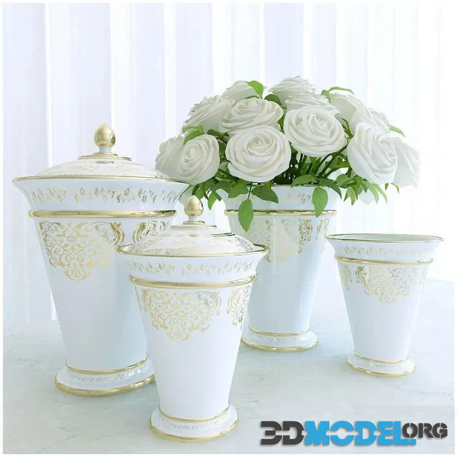 3D Model – White roses