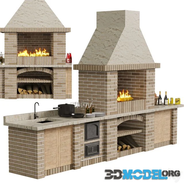 3D Model – Brick BBQ