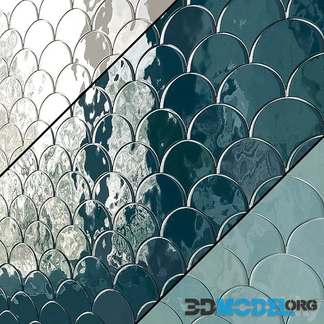 3D Model – Sorrento Wave Ceramic Wall Tile 7 Types