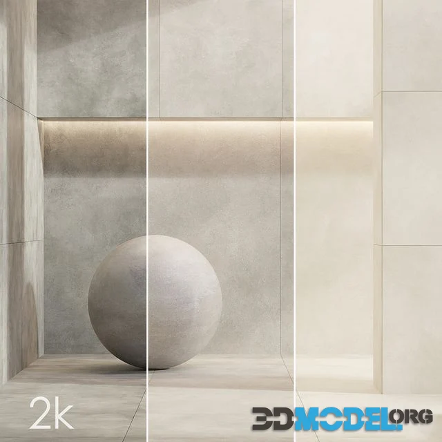 3D Model – Caesar Set 32 - Concrete Porcelain Tiles BUNDLE - 3 types ...