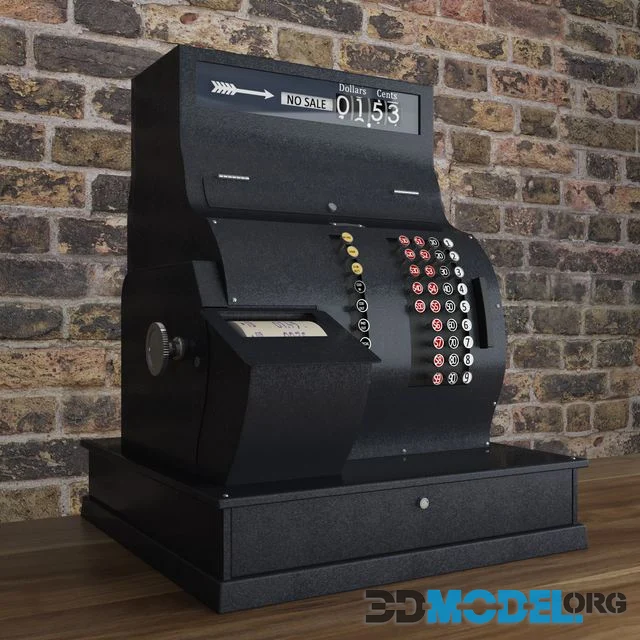 3D Model – Cash register Antique National Cash Register Size