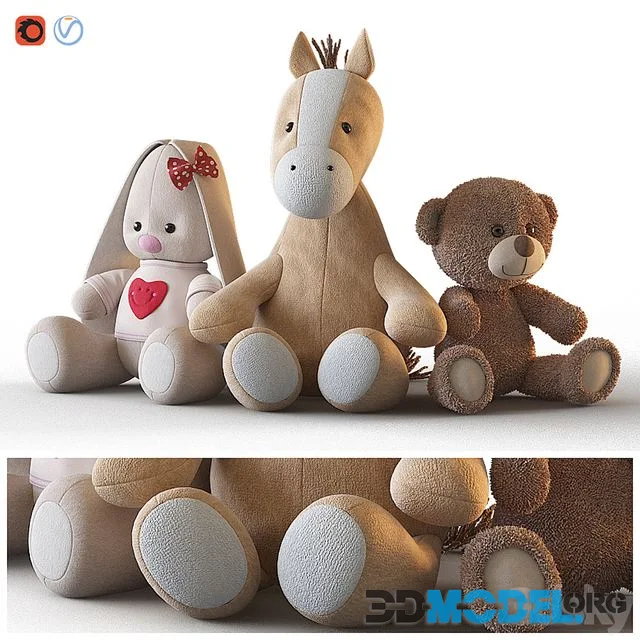 3D Model – Three plush toys