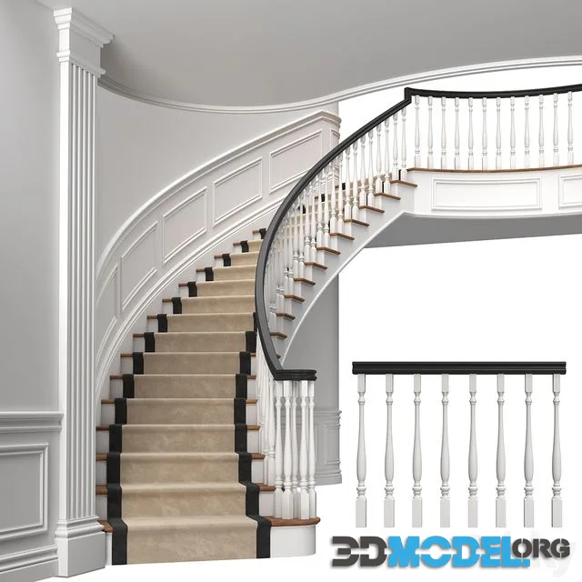3D Model – Classic stairs 3