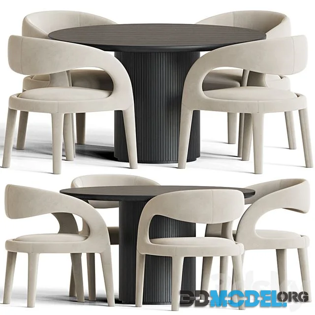 3D Model – Dining Set 97 (table with chairs)