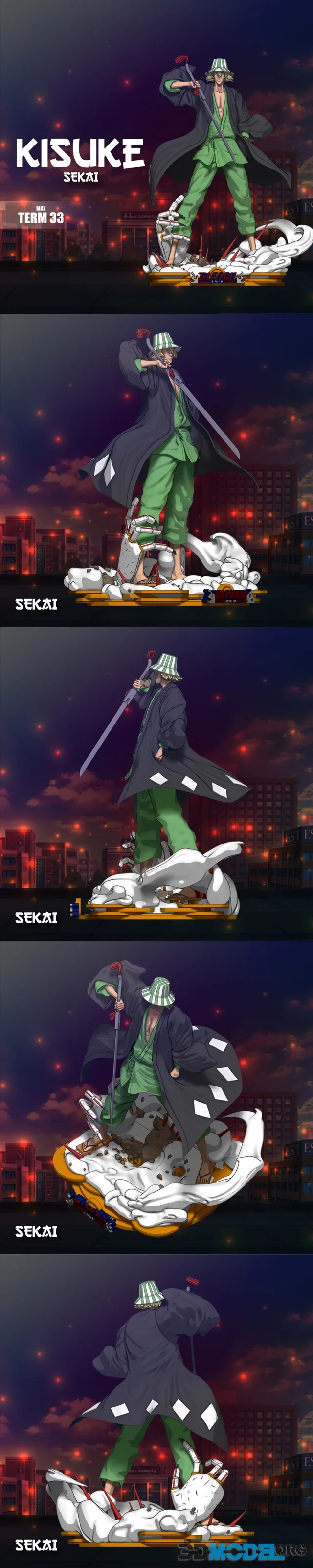 3D Model – Sekai - Kisuke Sculpture and Bust – Printable