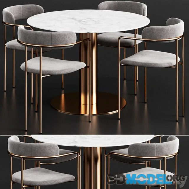 3D Model – Gubi & West Elm Dinning Set