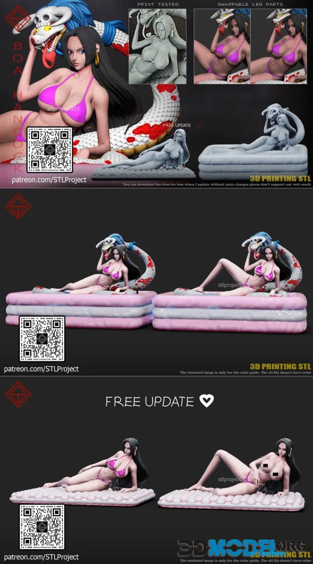 3D Model – STL Project - Boa Reclining – Printable