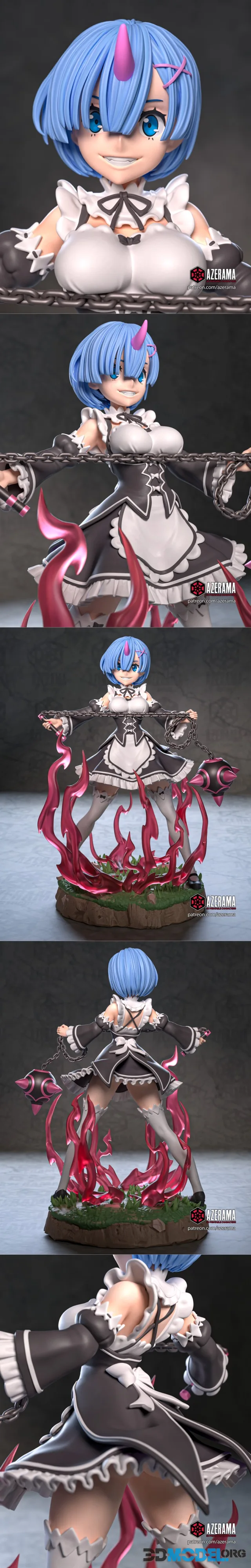 3D Model – Azerama - Re Zero - Rem – Printable