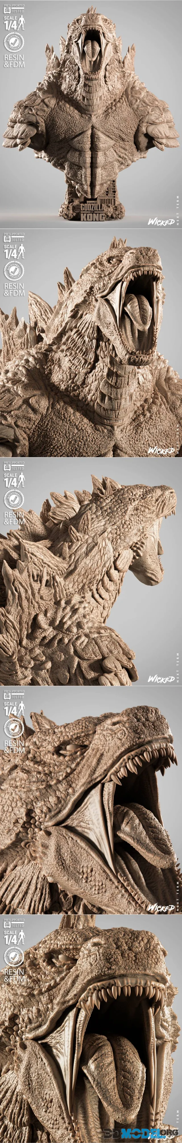 3D Model – WICKED - Godzilla Portrait Bust – Printable