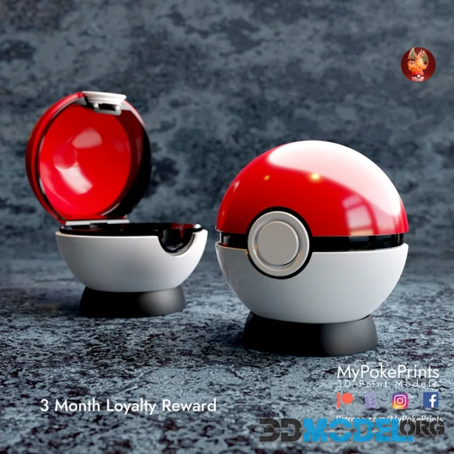 3D Model – Normal Pokeball – Printable