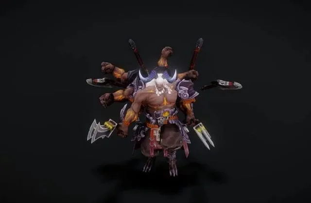 3D Model – 23 complete Thousand Hand Monster animations Low-poly (PBR)