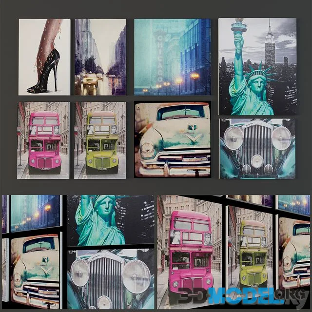3D Model – A selection of contemporary paintings New York, Chicago