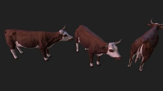 3D Model – Cow complete animation Low-poly (PBR)