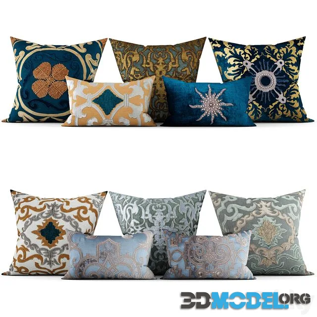 3D Model – Decorative pillows with a bright pattern
