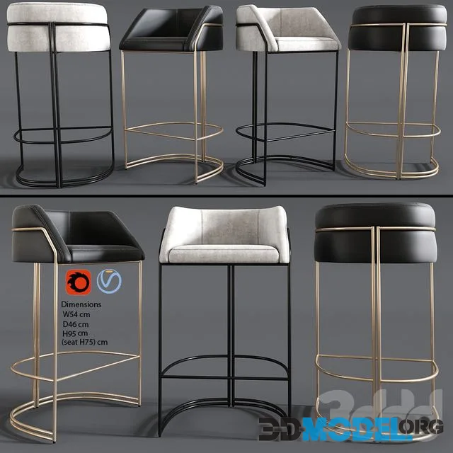 3D Model – Deja vu bar stool Giopagani