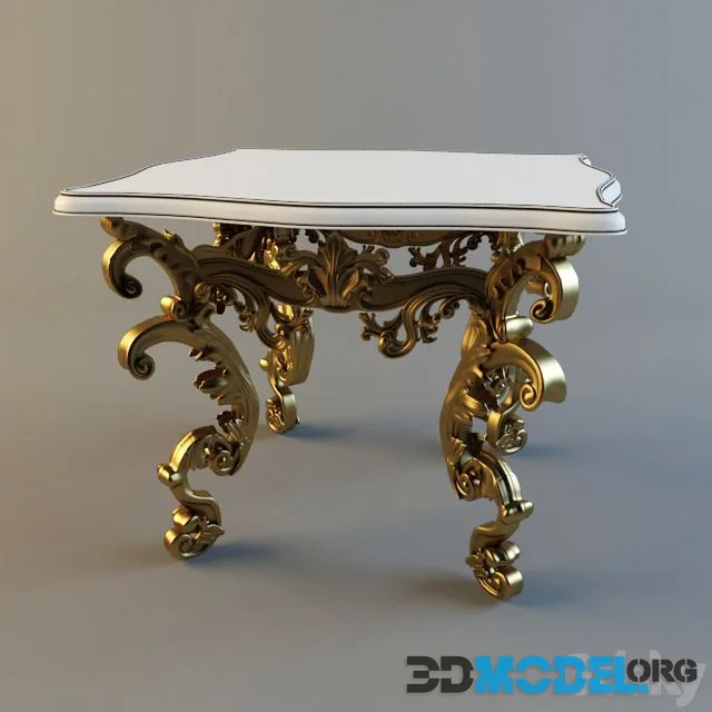 3D Model – Dining table (Solid wood, gilding, enamel)