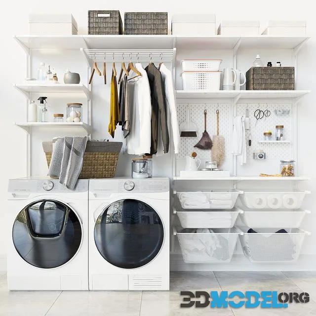3D Model – IKEA wall module Algot 13 ikea BOAXEL washing machine