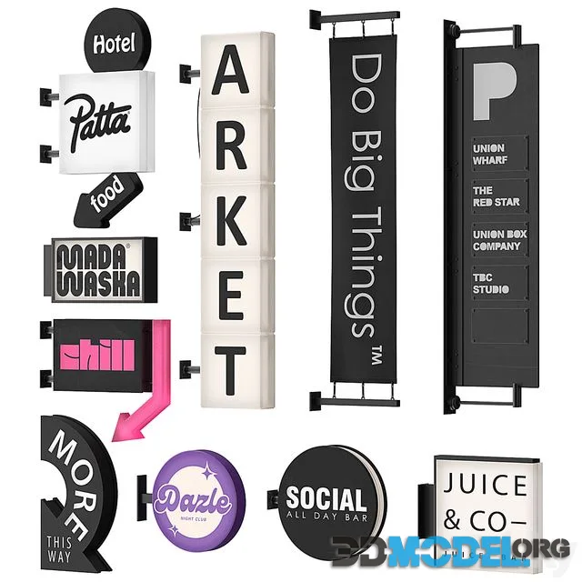 3D Model – Set of 10 facade console signs