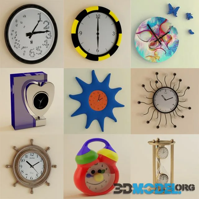 3D Model – Set of clocks