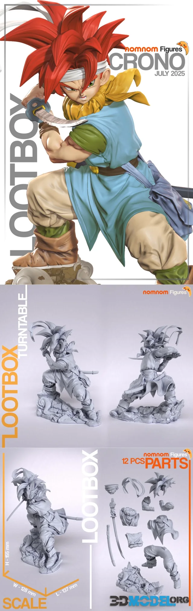 3D Model – Nomnom Figures - Crono - Chrono Trigger – Printable