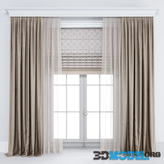 3D Model – Curtain brown set