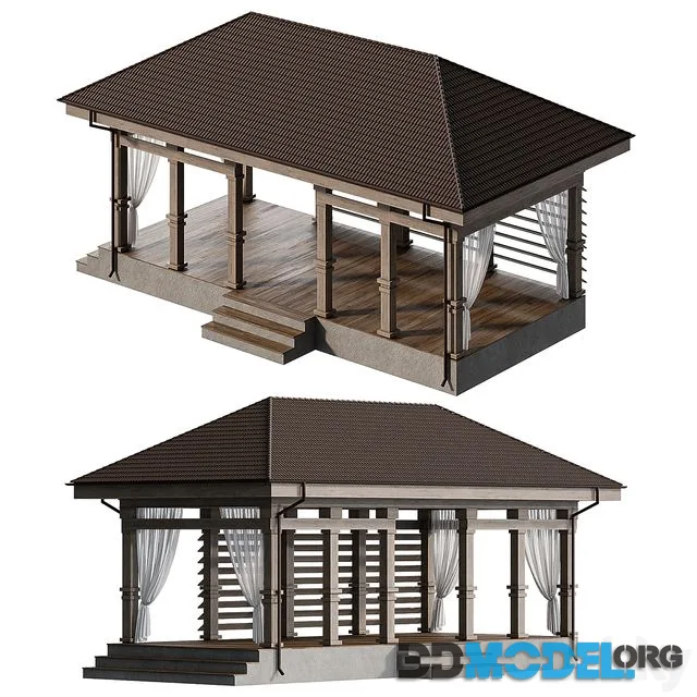 3D Model – Gazebo with curtains