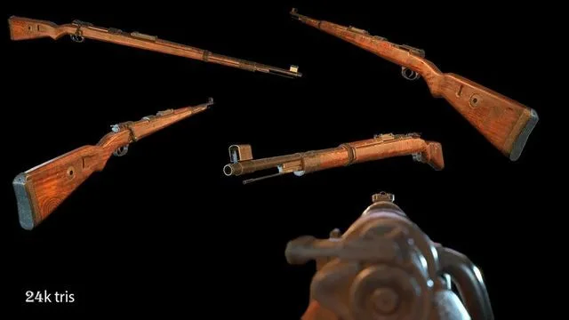 3D Model – Kar 98 with Scope Silencer Low-poly (PBR)