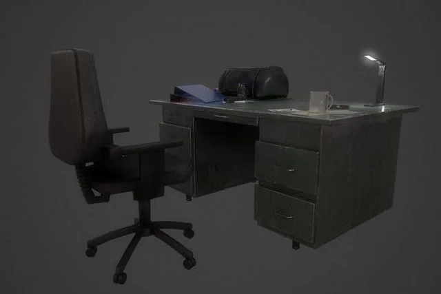 3D Model – Police Desk Pack Low-poly (PBR)