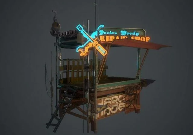 3D Model – Repair Shop Low-poly (PBR)
