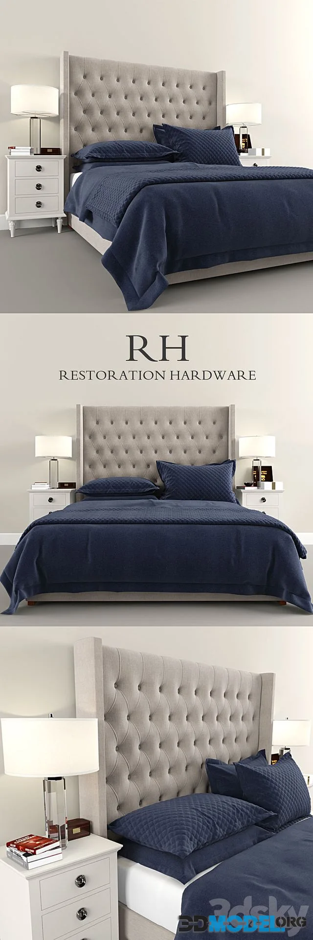 3D Model – Restoration Hardware Tufted Platform bed