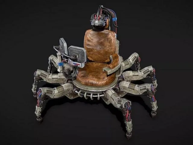 3D Model – Scifi Dystopian Mechanical Chair robot Low-poly (PBR)