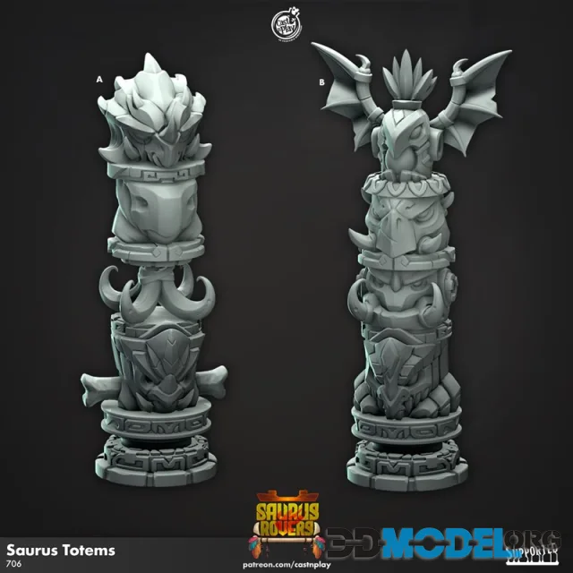 3D Model – Cast n Play - Saurus Totems – Printable