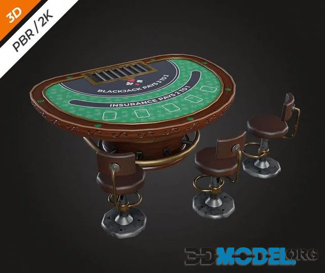 3D Model – Blackjack Table Low-poly (PBR)