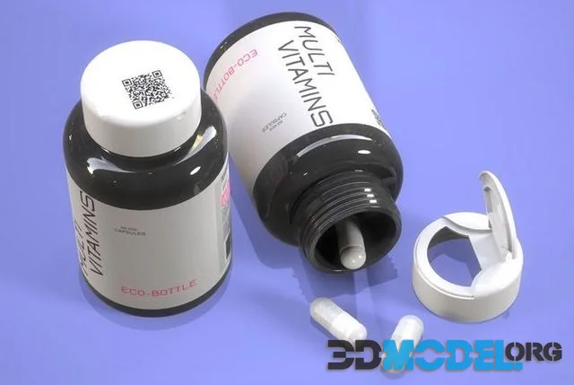 3D Model – Bottle for pills and drugs Medical DS jar Game Ready Low ...