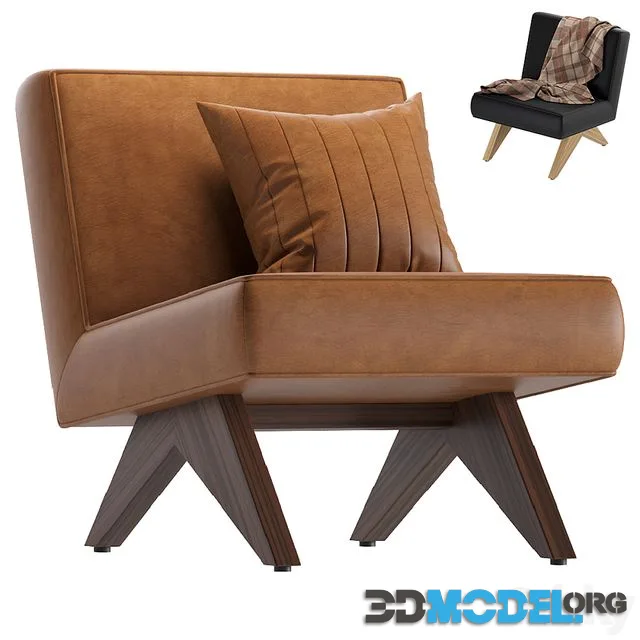 3D Model – Coco Republic Bentley Outdoor Lounge Leather Armchair