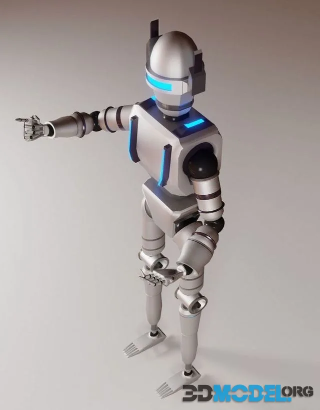 3D Model – Rigged Robot Character from Space Low-poly (PBR)