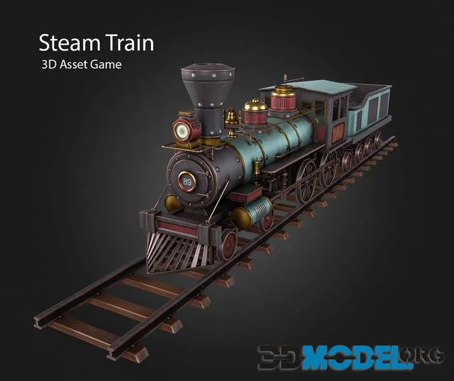3D Model – Steam Train Low-poly (PBR)