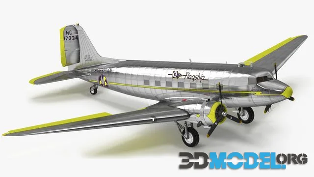 3D Model – Vintage Propeller Aircraft Douglas DC-3 Rigged for Maya (PBR)