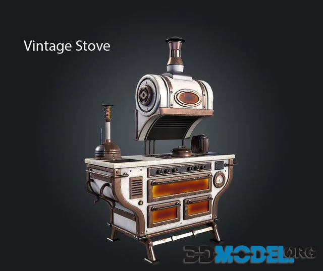 3D Model – Vintage Stove Low-poly (PBR)