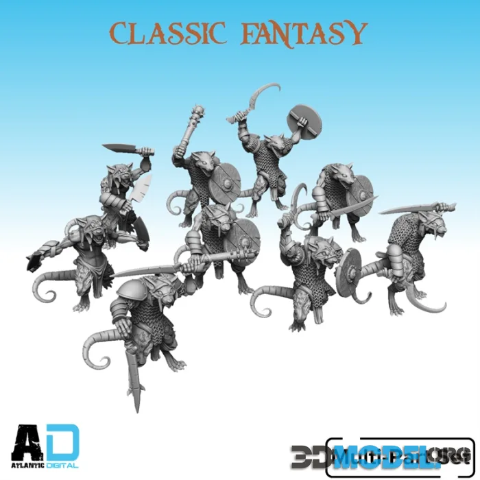 3D Model – Wargames Atlantic - Ratmen Warriors August 2025 – Printable