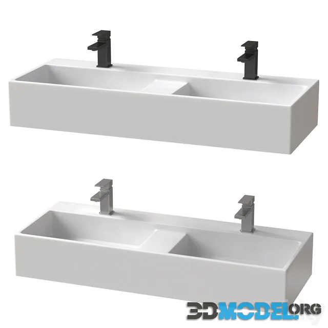 3D Model – Arezzo Double Bowl Wall Mounted Basin