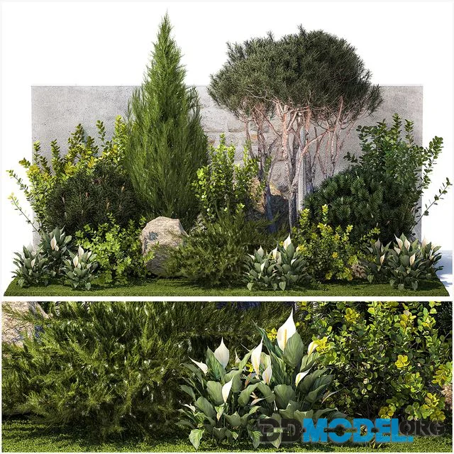 3D Model – Collection of garden plants with bushes and trees for ...