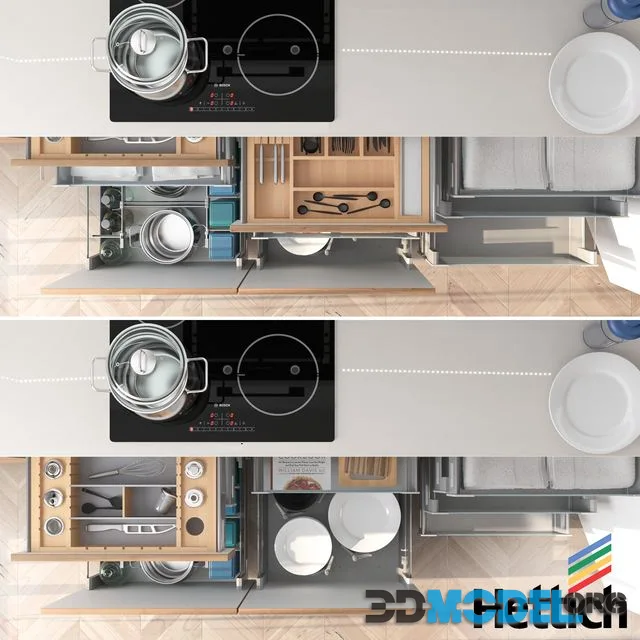 3D Model – Drawers and their filling Hettich Innotech