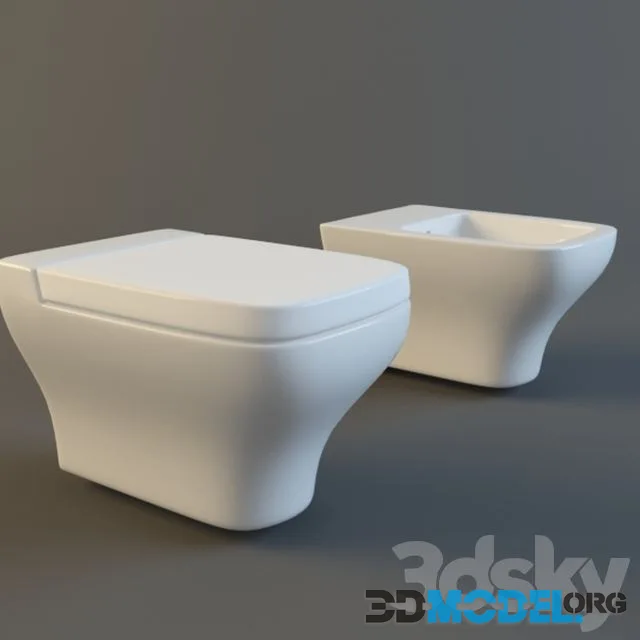 3D Model – Duravit PuraVida collection Toilet (art. 221909) and bidet ...