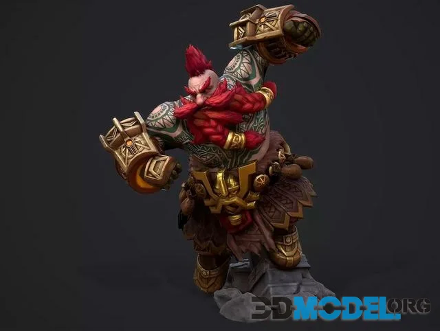 3D Model – Dwarf warrior Low-poly (PBR)